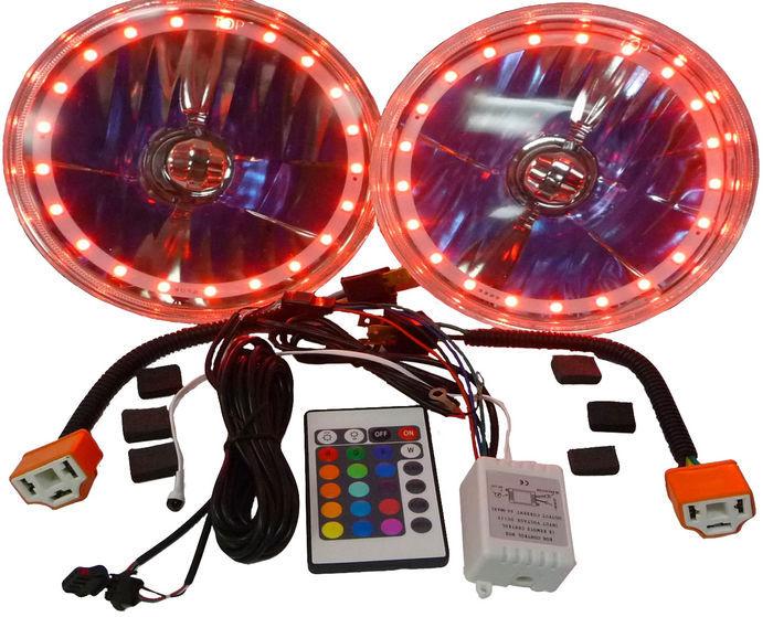 Detail: Street Rod Parts » 7 Inch, 12 Volt Headlight H-4 Halogens With ...